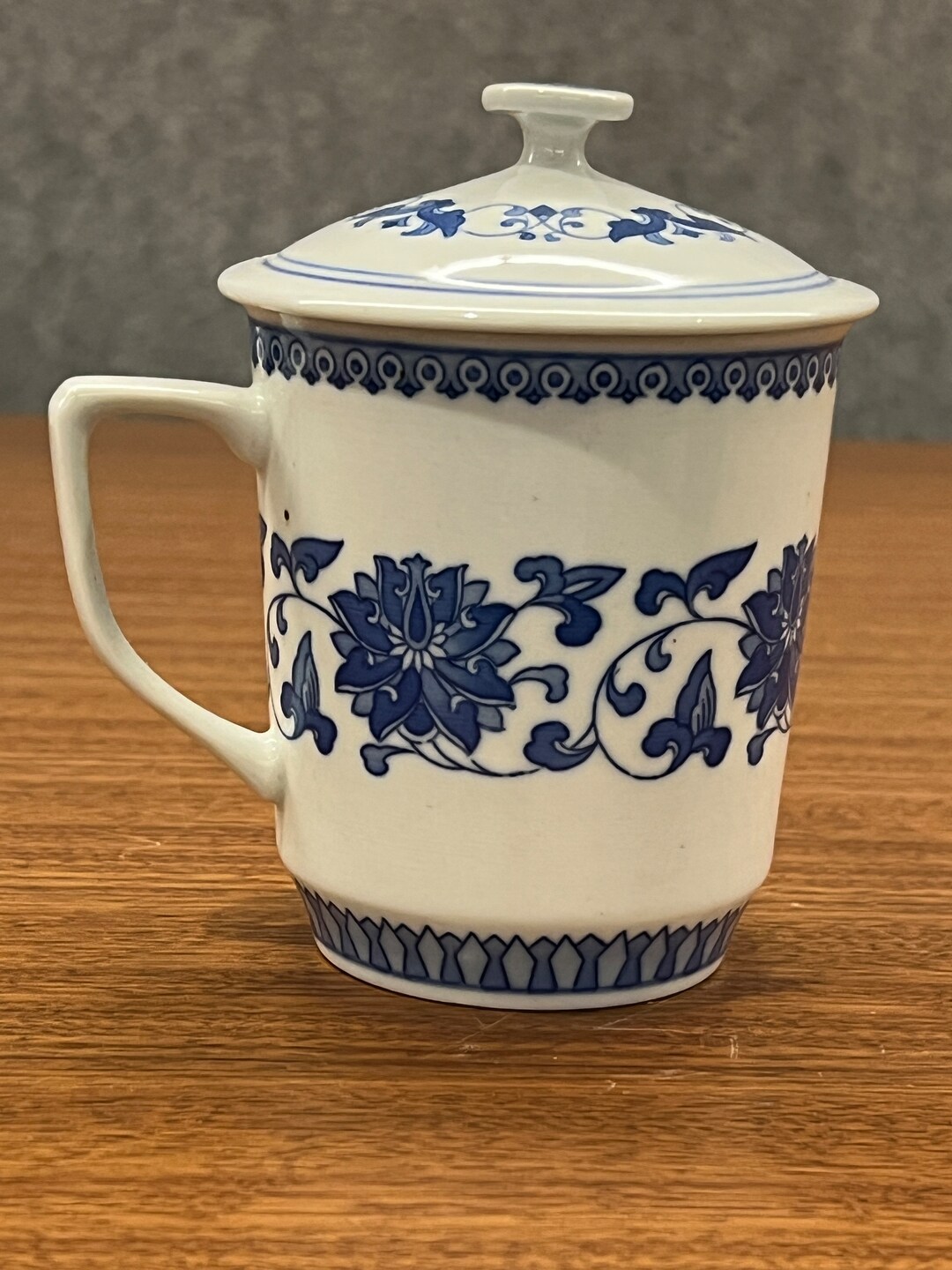 Vintage Dime Store White and Blue Coffee / Tea Mug With Vented Lid. - Etsy