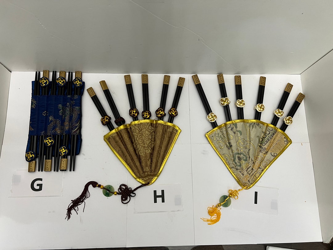 Vintage Dime Store Chop Stick Sets With Silk Embroidered Holders Choose ...