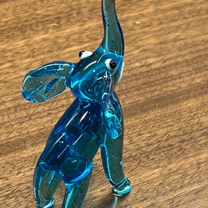 Vintage Handblown Lamp Work Blue Glass Elephant. NOS - Etsy