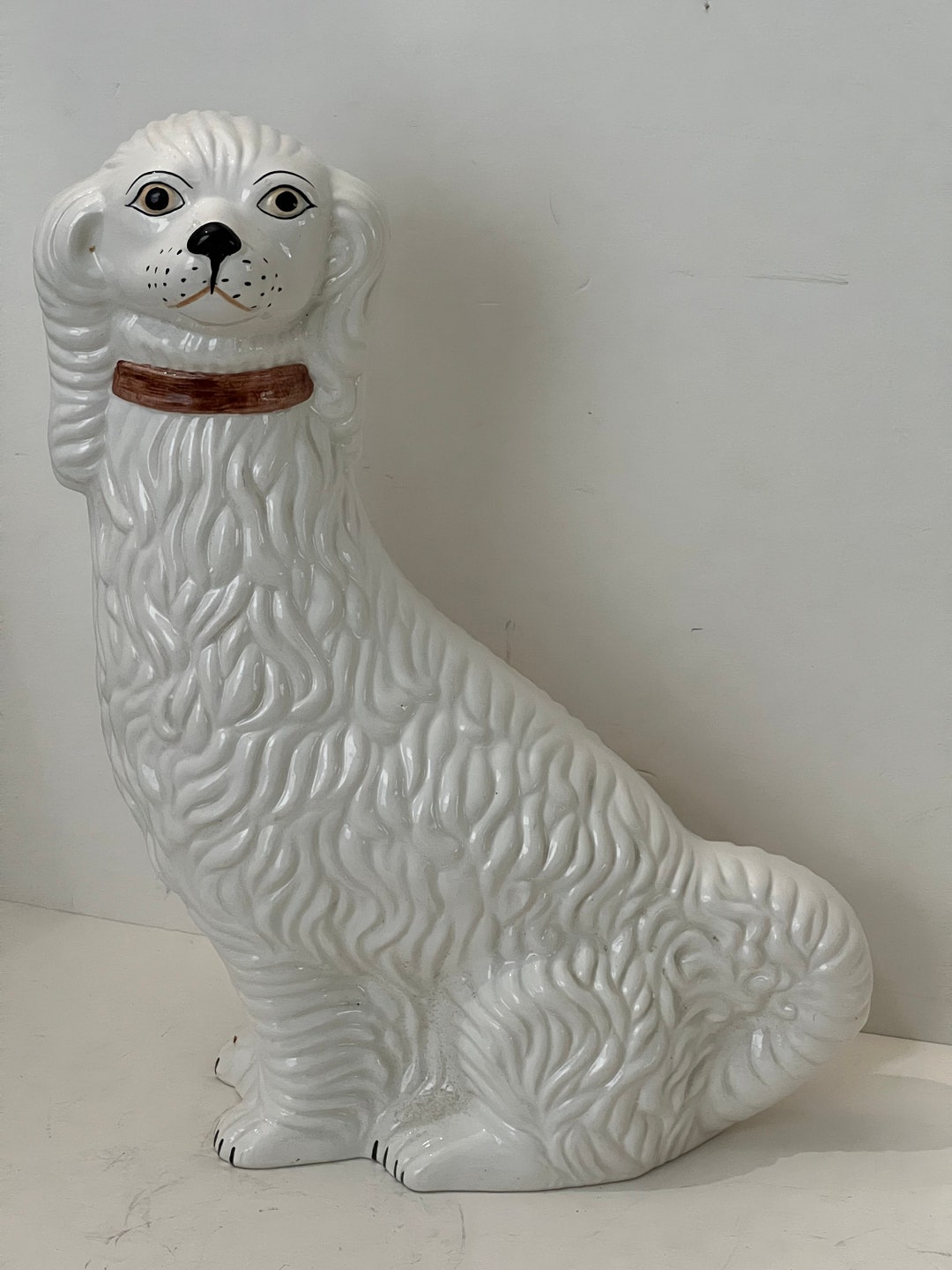 Vintage Dime Store Jumbo Ceramic Dog Statue Hand Painted Italy 1950's ...
