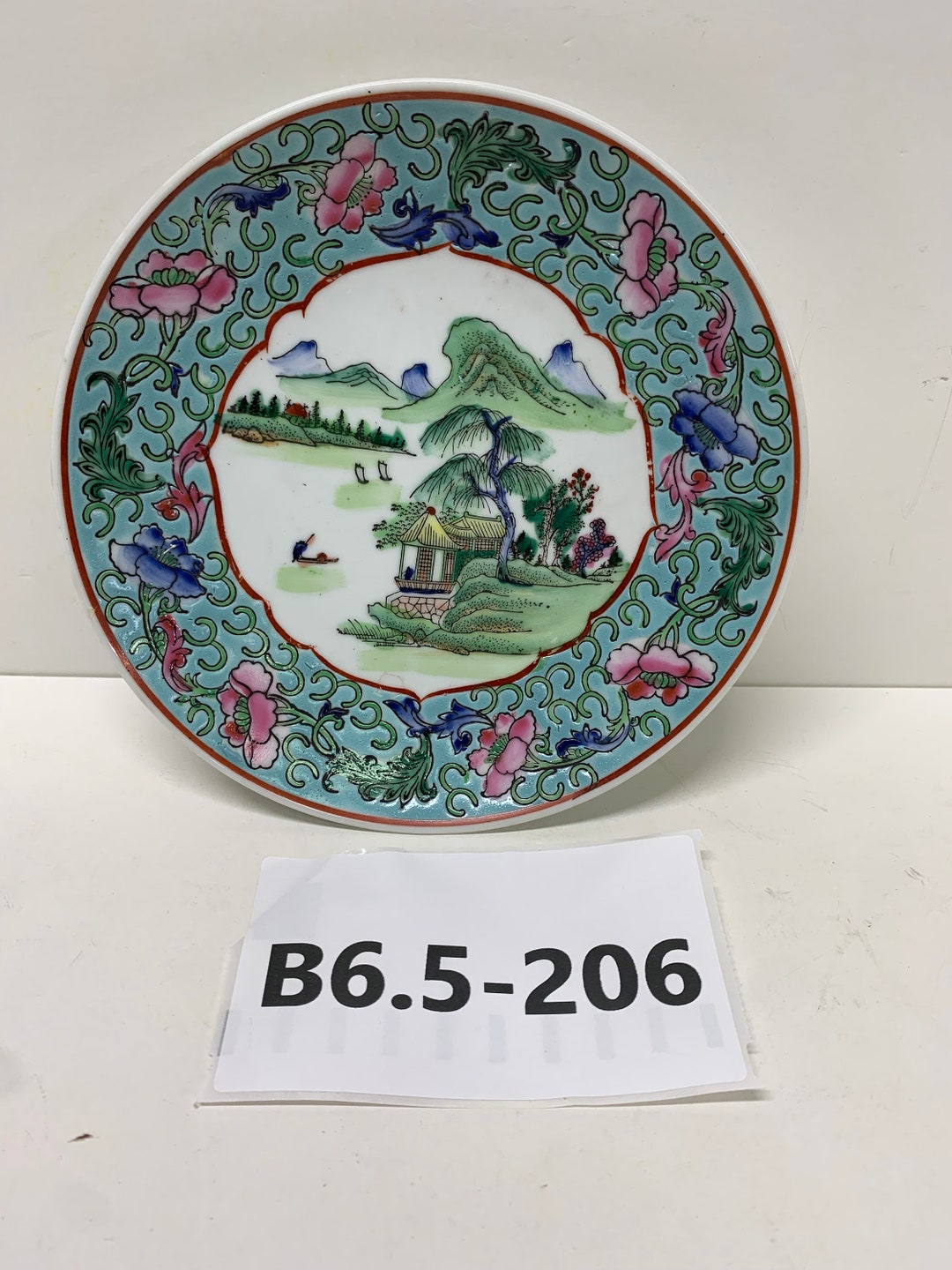 Vintage Dime Store 6.5 Inch Hand Painted Porcelain Plate With Pagoda ...