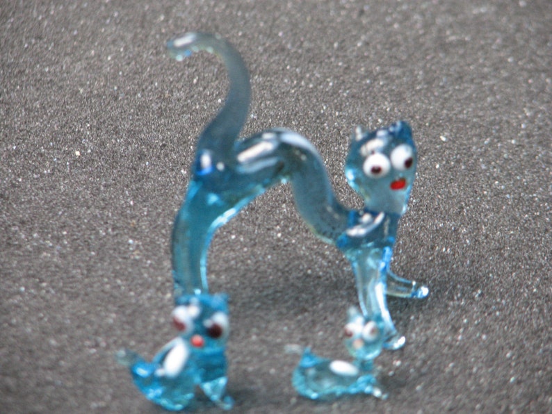 Vintage Dime Store Hand Blown Glass Blue Cat Set #1303 - Etsy