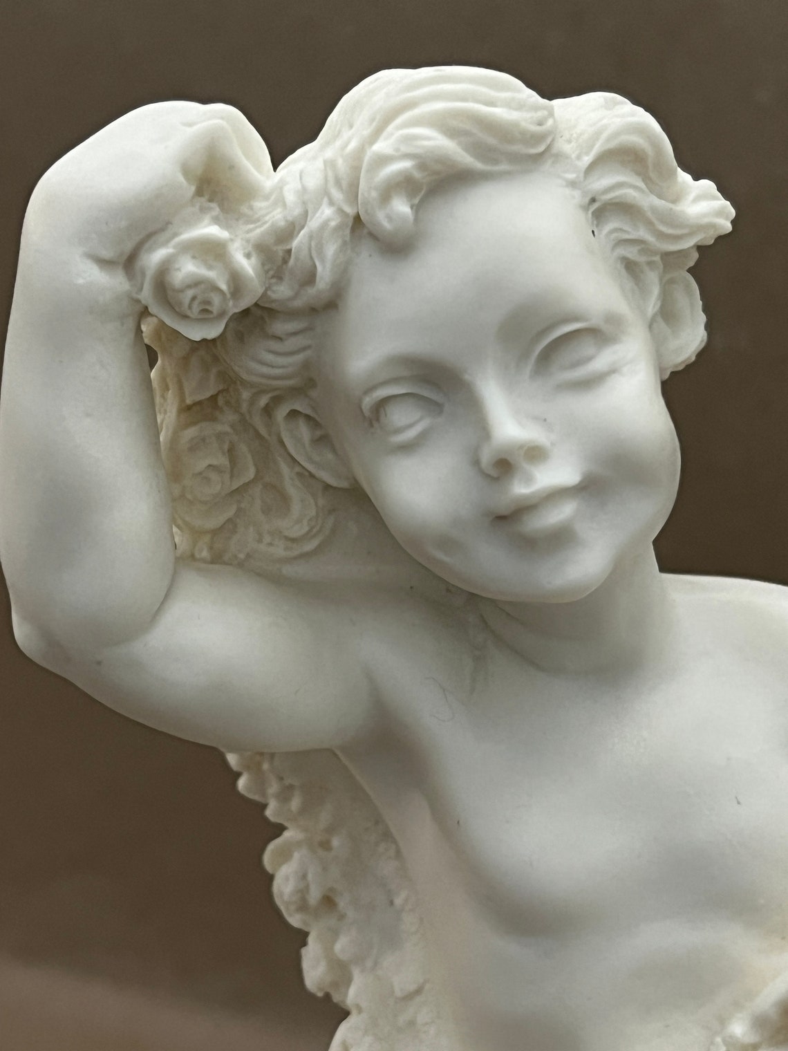 Vintage Dime Store Resin Statue of Girl With Rose Garland Edward P ...