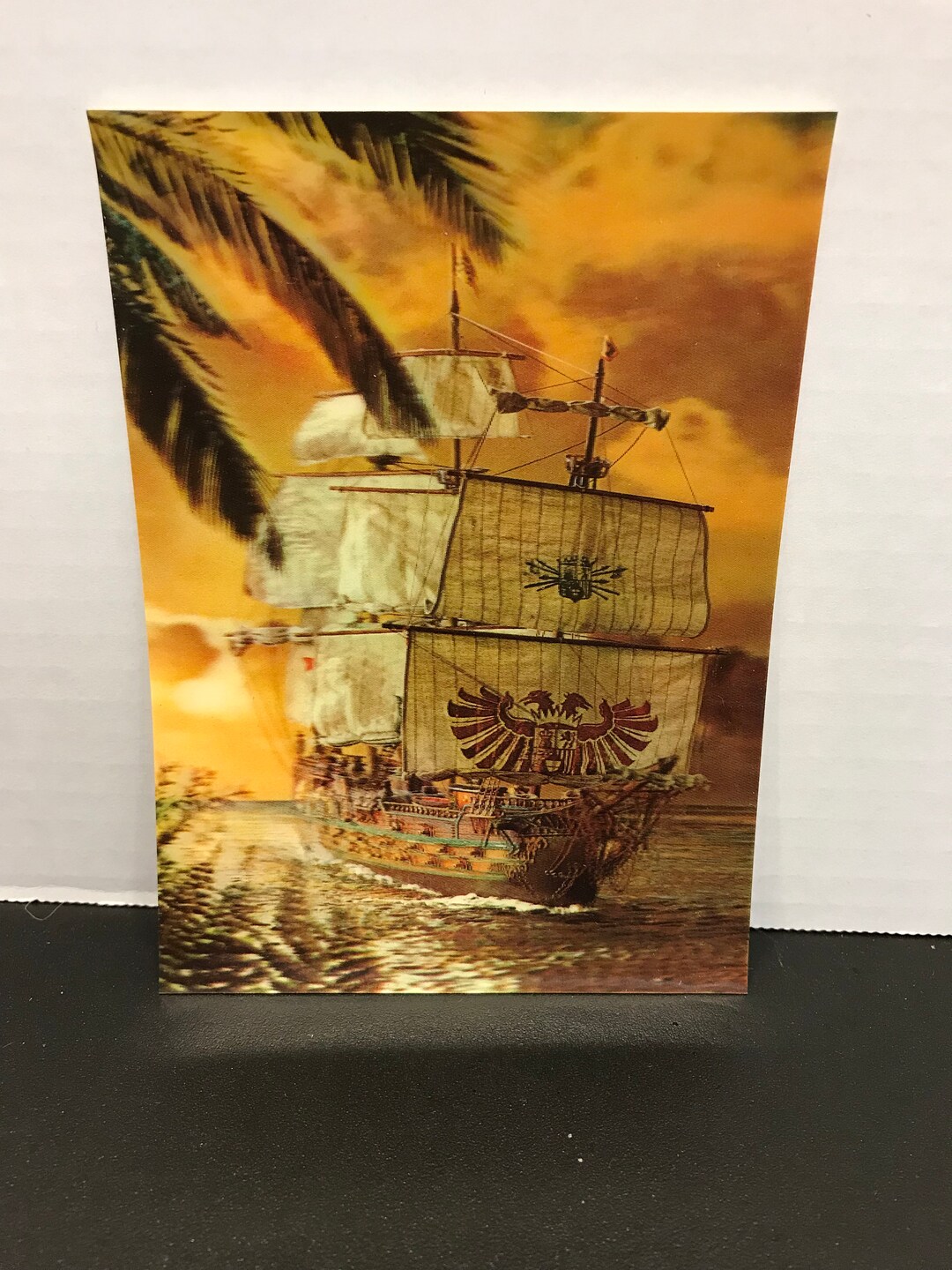 1960's Lenticular 3d Yellow Pirate Ship Scene Post Card With Nice ...