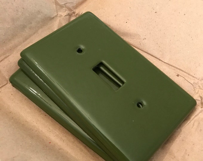 Vintage Olive Green Enamel Light Switch Wall Plates - Etsy