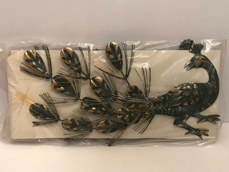 Vintage Tin Peacock Wall Plaque Hong Kong Etsy