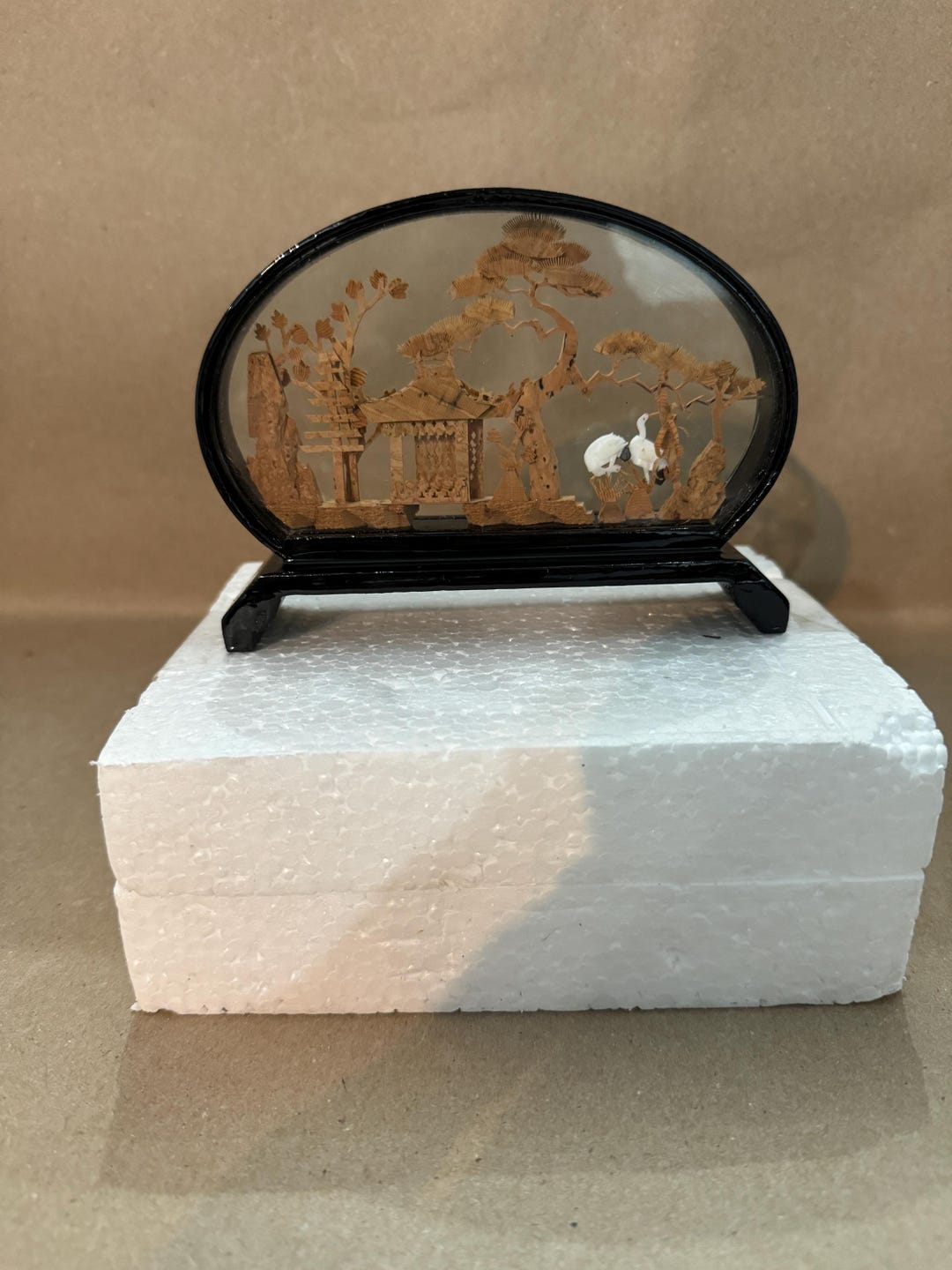 Vintage Dime Store Oval Cork Diorama With Pagodas and Cranes. NOS - Etsy