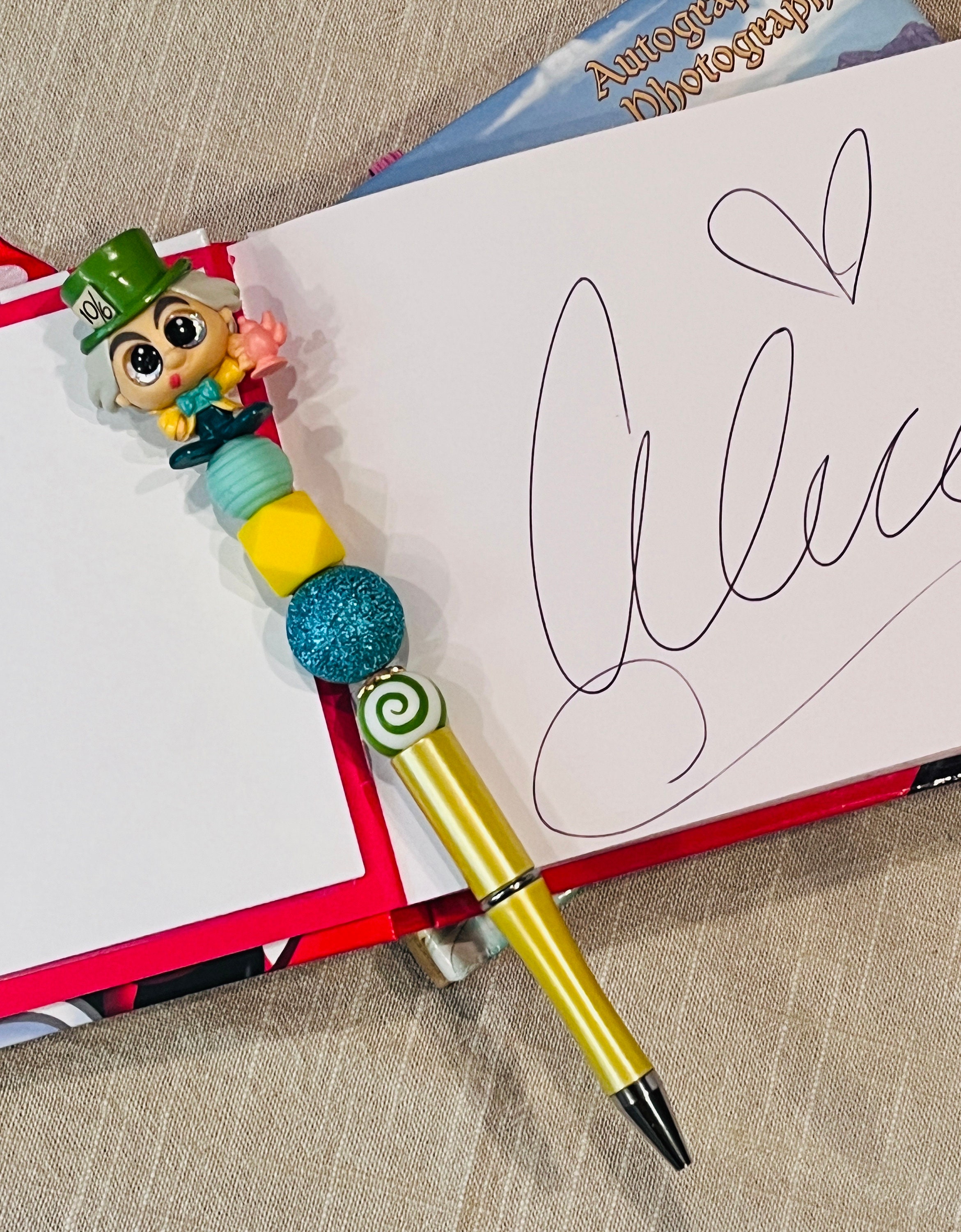 Disney Alice in Wonderland Inspired Autograph Pen, Beaded Ballpoint Pen ...