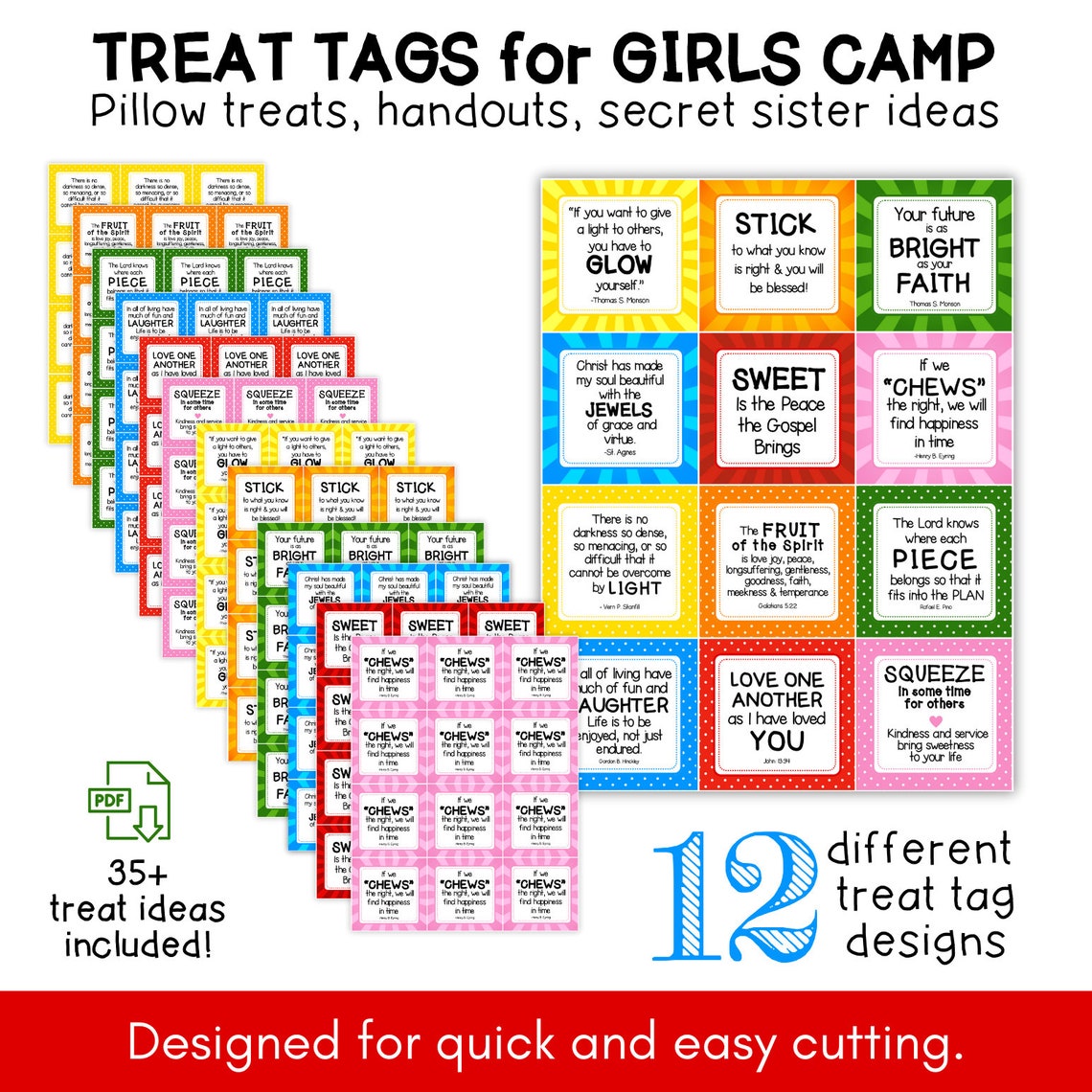 Girls Camp Treat & Gift Tags, Pillow Treats, Secret Sister Ideas - LDS ...