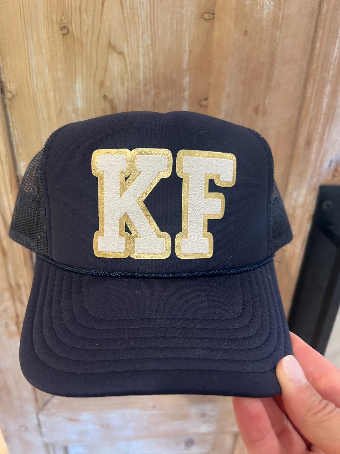 Custom Team Name Hat for Game Day Puff and Metallic Print Trucker Hat ...