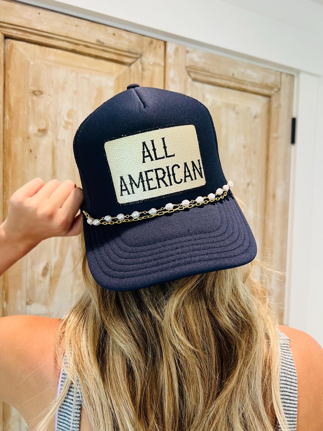 Custom All American Patch Trucker Hat: Metallic Leather, Country ...