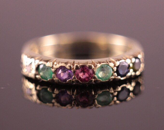 Vintage 'DEAREST' Ring in 9ct Yellow Gold Multicolour - Etsy