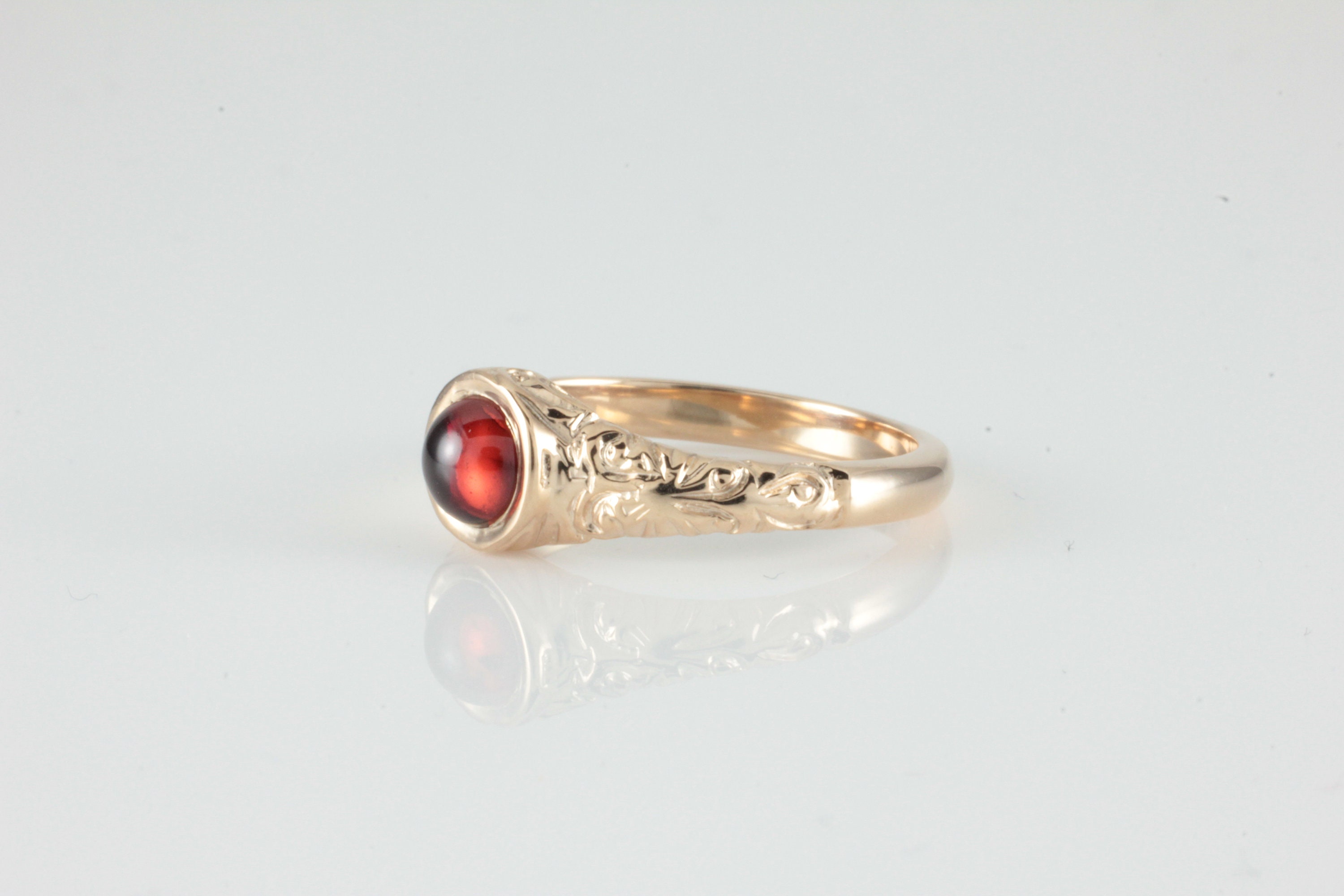 Garnet Cabochon Victorian Style Ring - Etsy UK