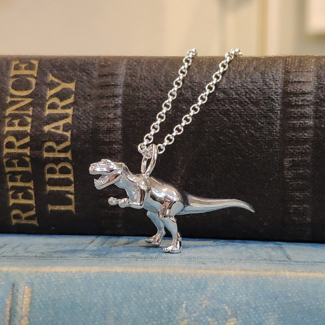 Sterling Silver Dinosaur Pendant T-rex Silver 18" Belcher Chain - Etsy