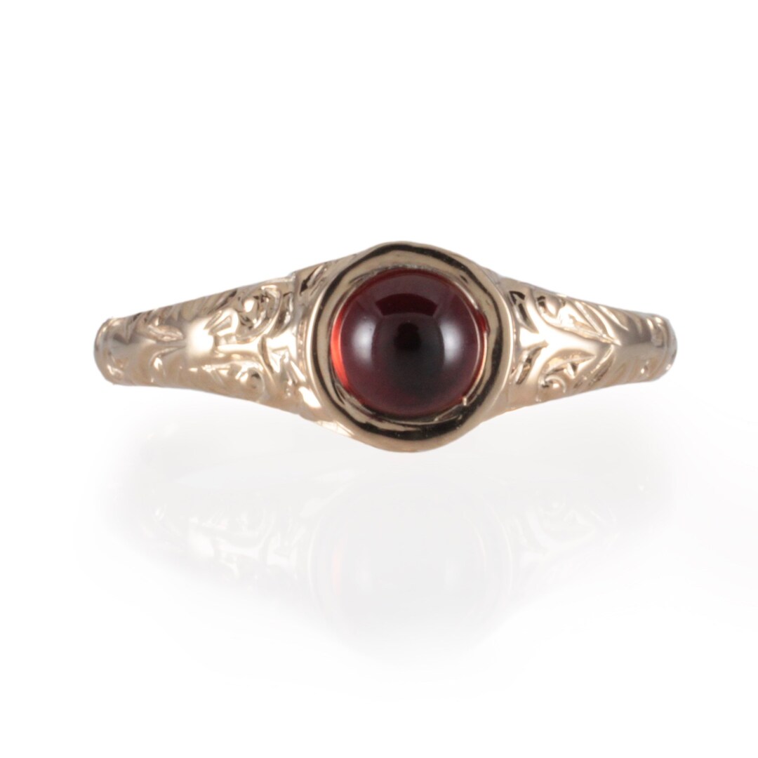 Garnet Cabochon Victorian Style Ring - Etsy UK