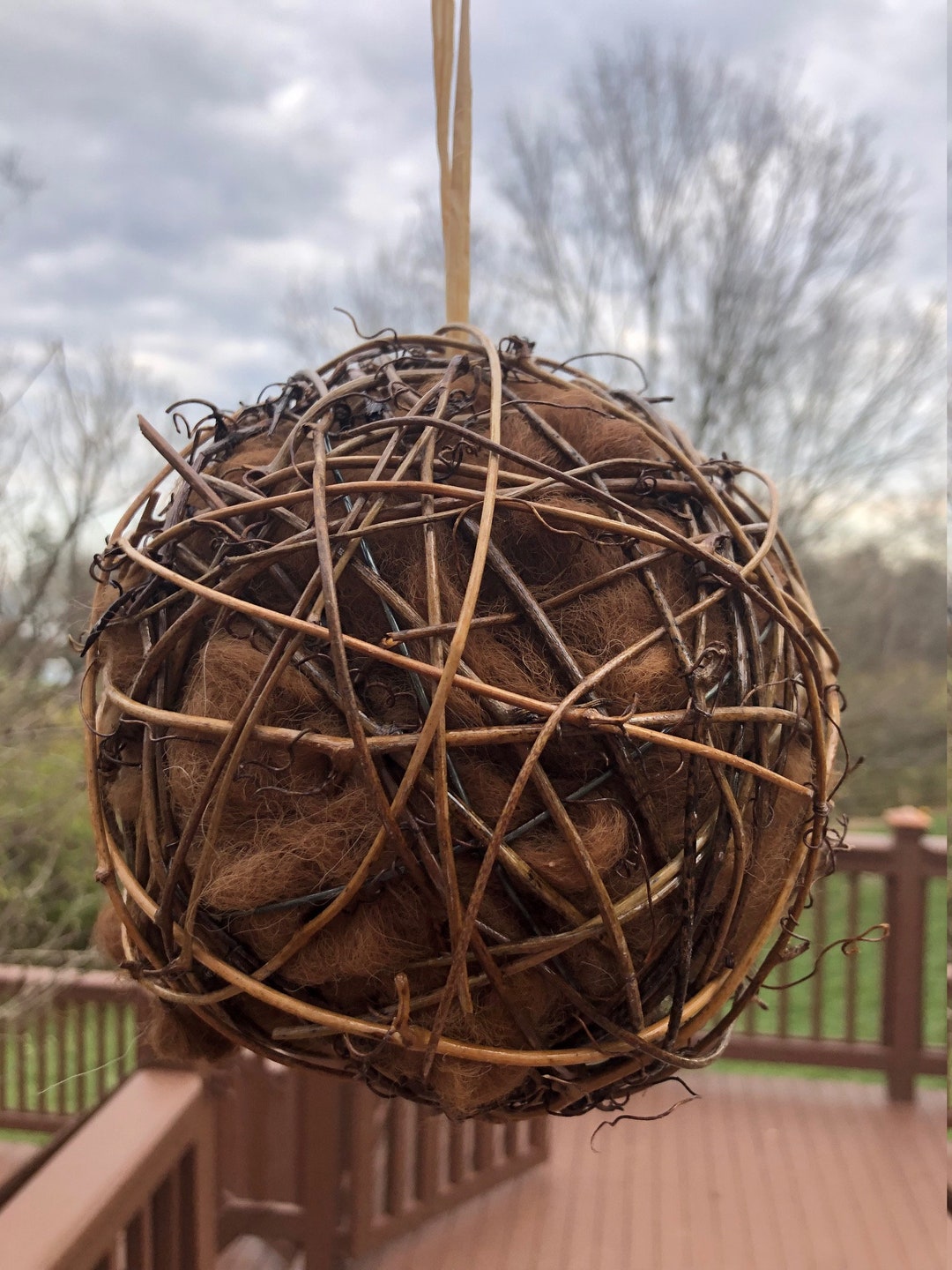 6" Grape Vine Ball Filled With Llama or Alpaca Fiber for Birds to Use ...