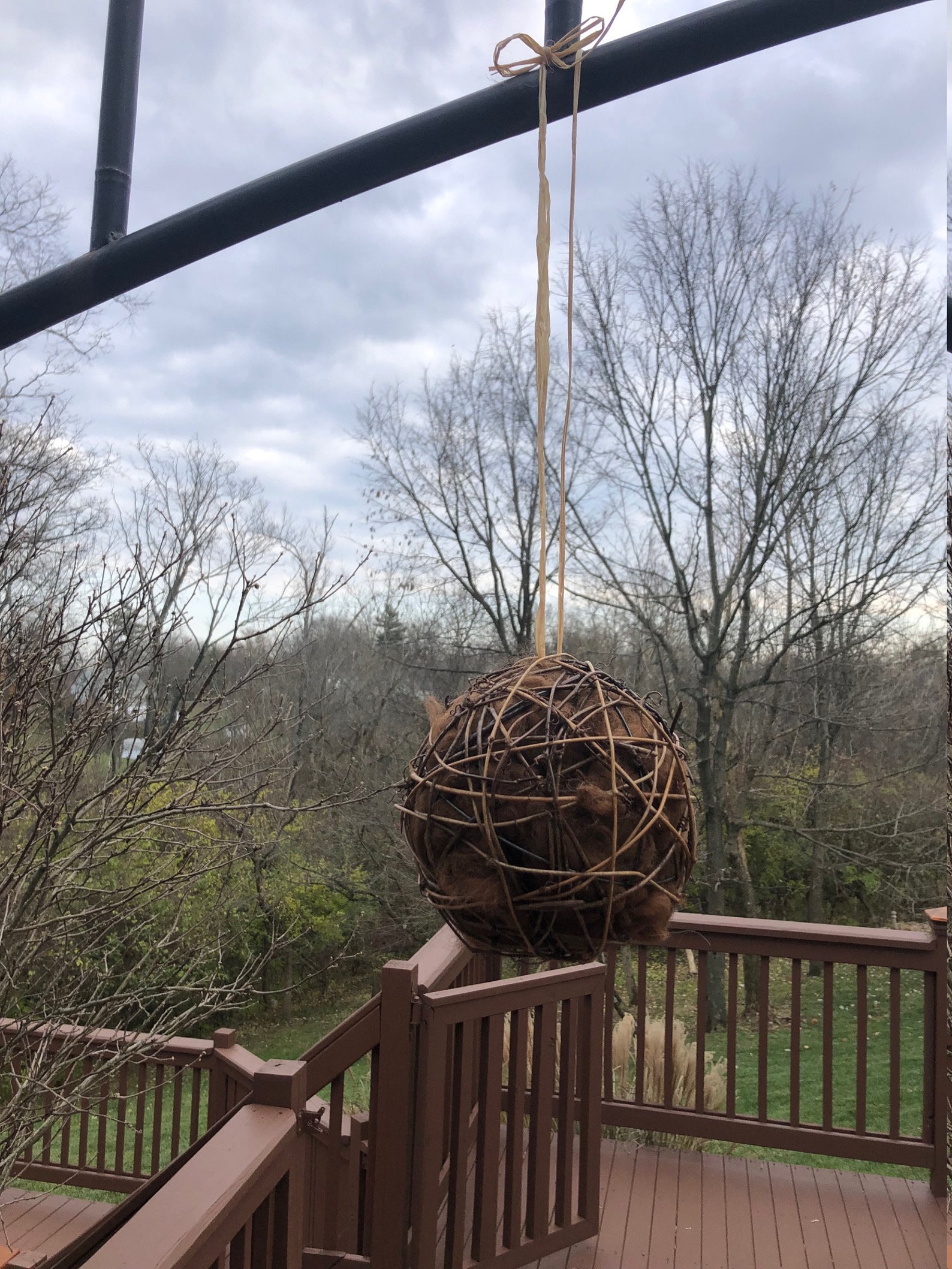 6" Grape Vine Ball Filled With Llama or Alpaca Fiber for Birds to Use ...