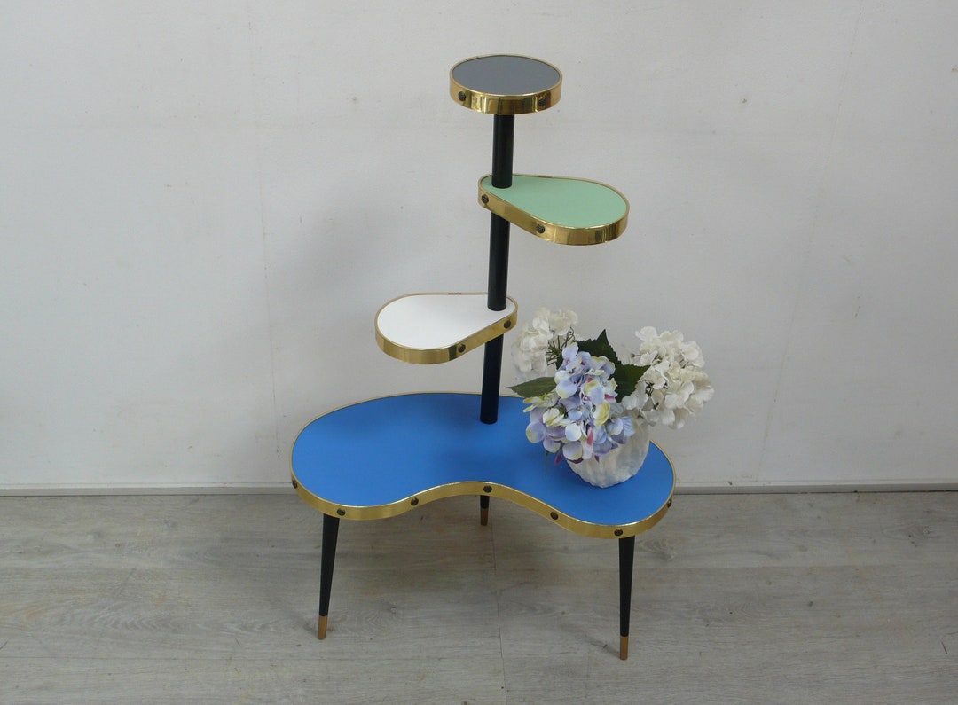 50s 60s PLANT TABLE 4 Kidney Shaped Levels, Coffee Table Vinyl Surfaces ...