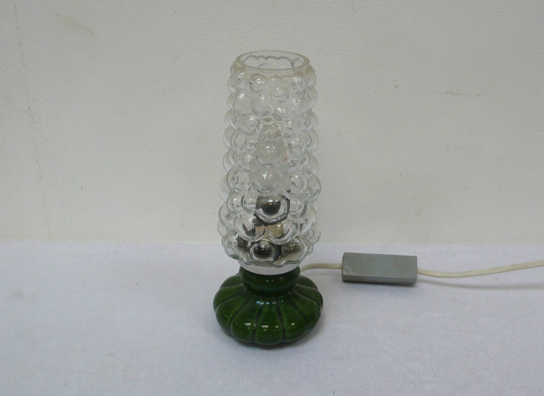 50s 60s Bedside Table Lamp Ceramic Base Green Bubble Glass - Etsy
