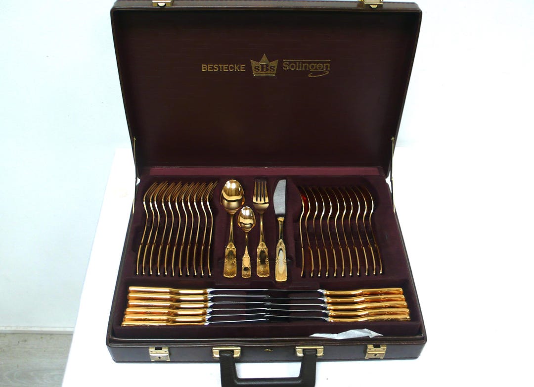 SBS Solingen Utensils Cutlery, Modell Athen, Gold-plated, 70 Pieces in ...