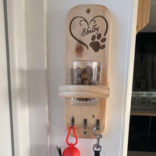 Personalised Engraved Wood Wall Mounted Dog Lead and Treat - Etsy UK