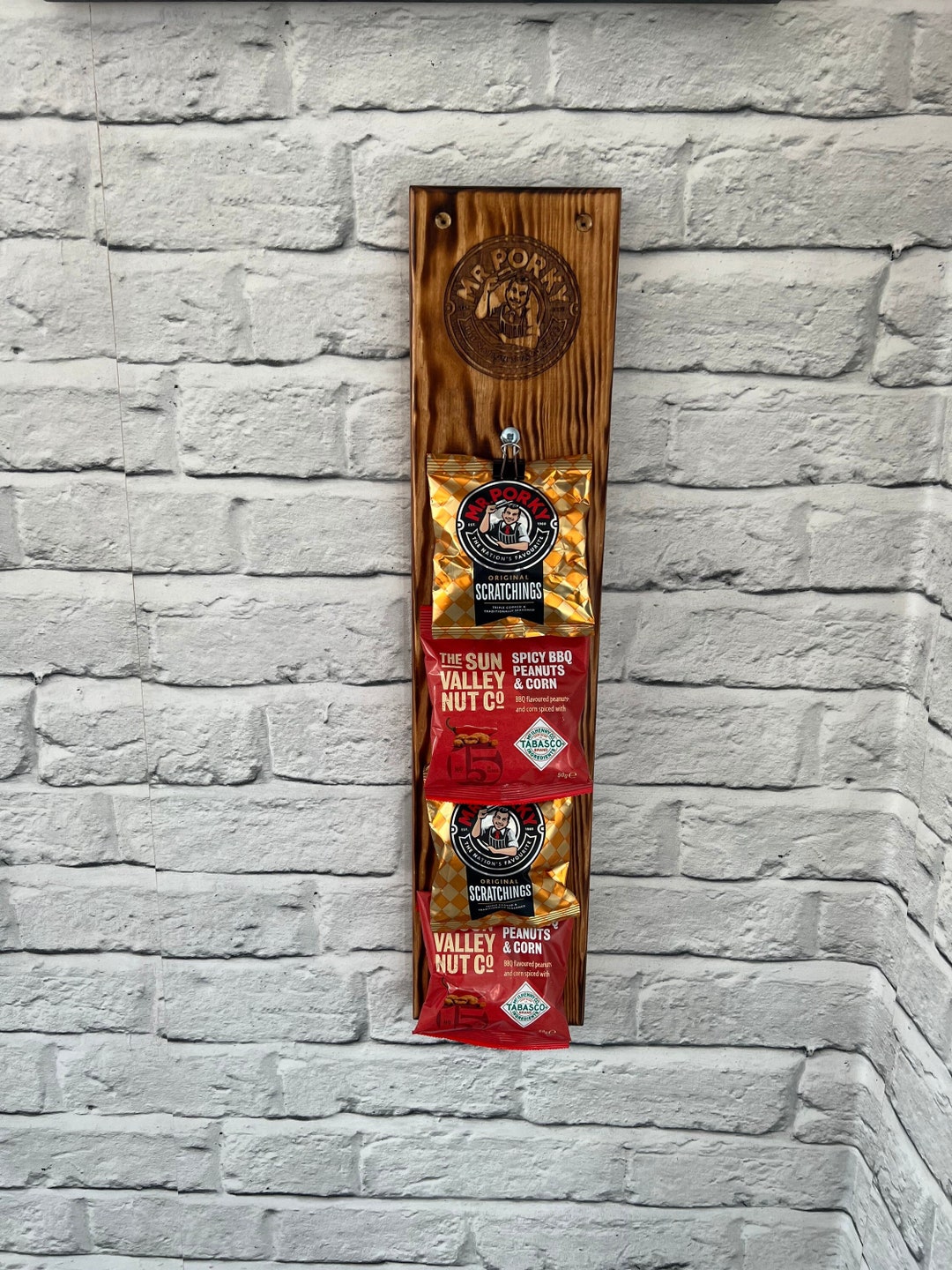 Reclaimed Wood Handmade Personalised Bar Snack Holder , Wall Mounted ...