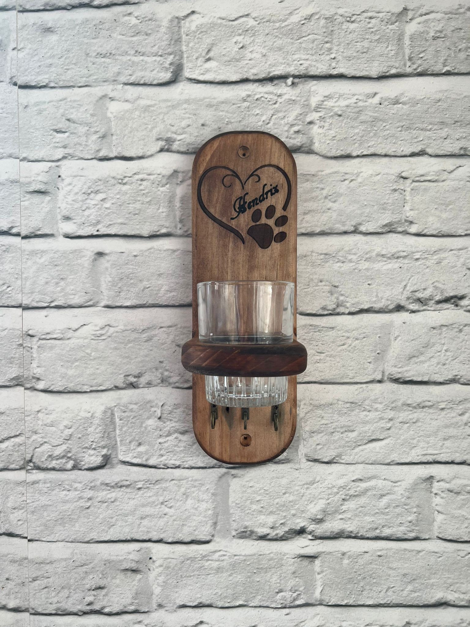 Personalised Reclaimed Engraved Wood Wall Mounted Dog Lead and Treat ...