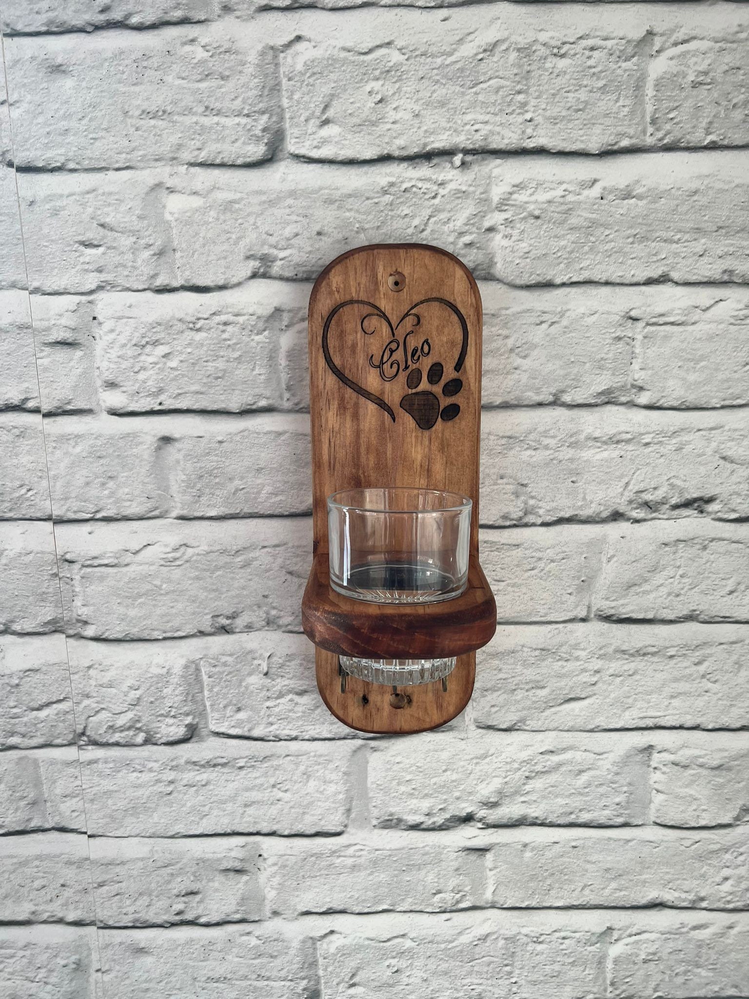 Personalised Reclaimed Engraved Wood Wall Mounted Dog Lead and Treat ...