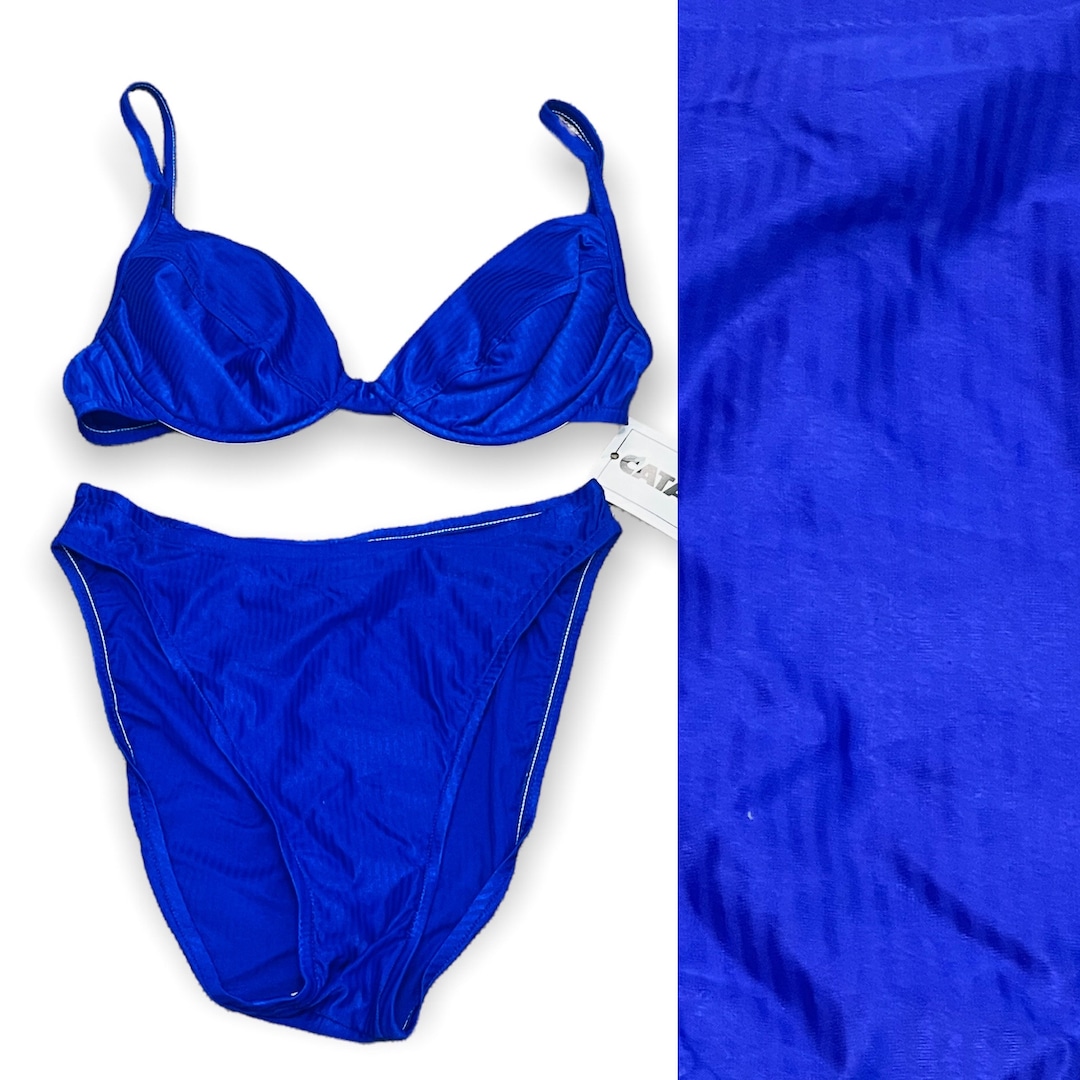 Vintage 90s Catalina Deadstock Royal Cobalt Blue Underwire Bikini Set ...