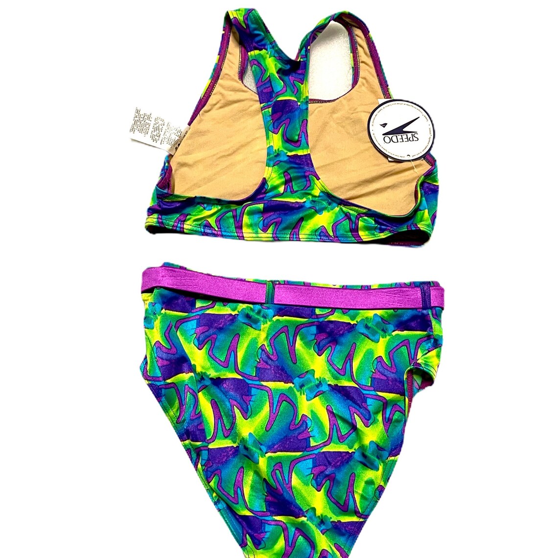 Girls Vintage 1990s Speedo Neon Bright Green Purple Belted | Etsy