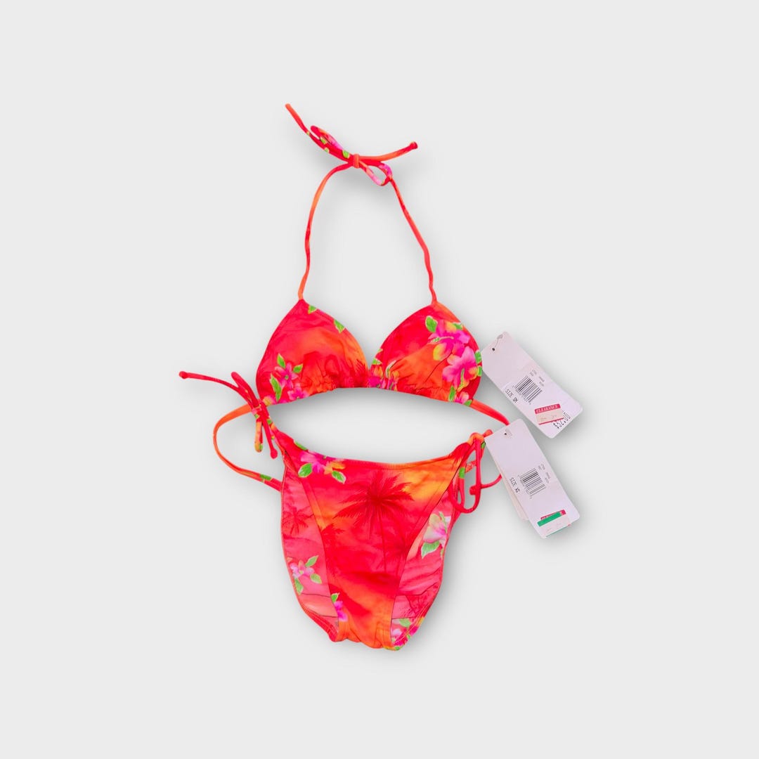 Vintage 90s Y2K Deadstock Dippers Bright Tropical Orange Floral ...