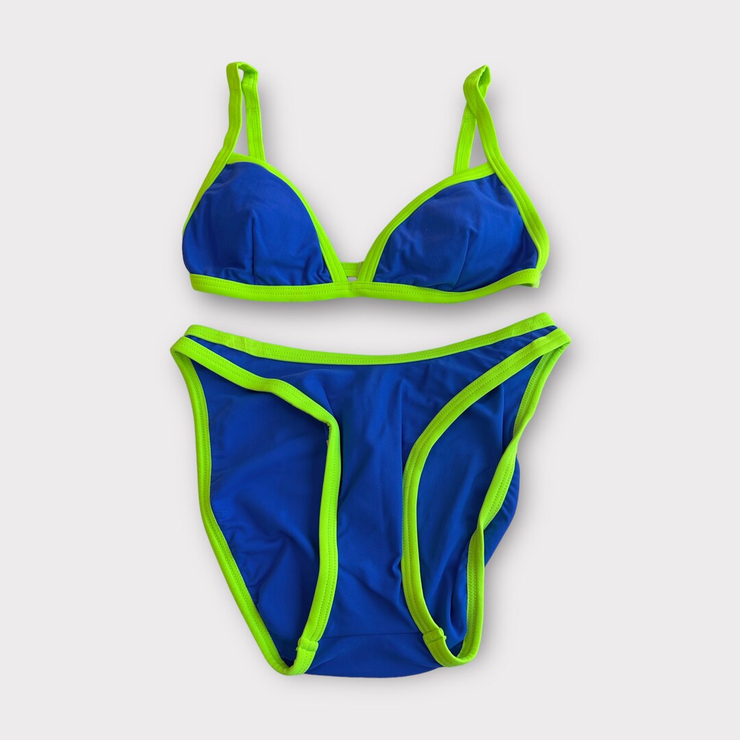 Vintage 90s Y2K Deadstock Malibu Dream Girl Cobalt Blue With Neon Lime ...