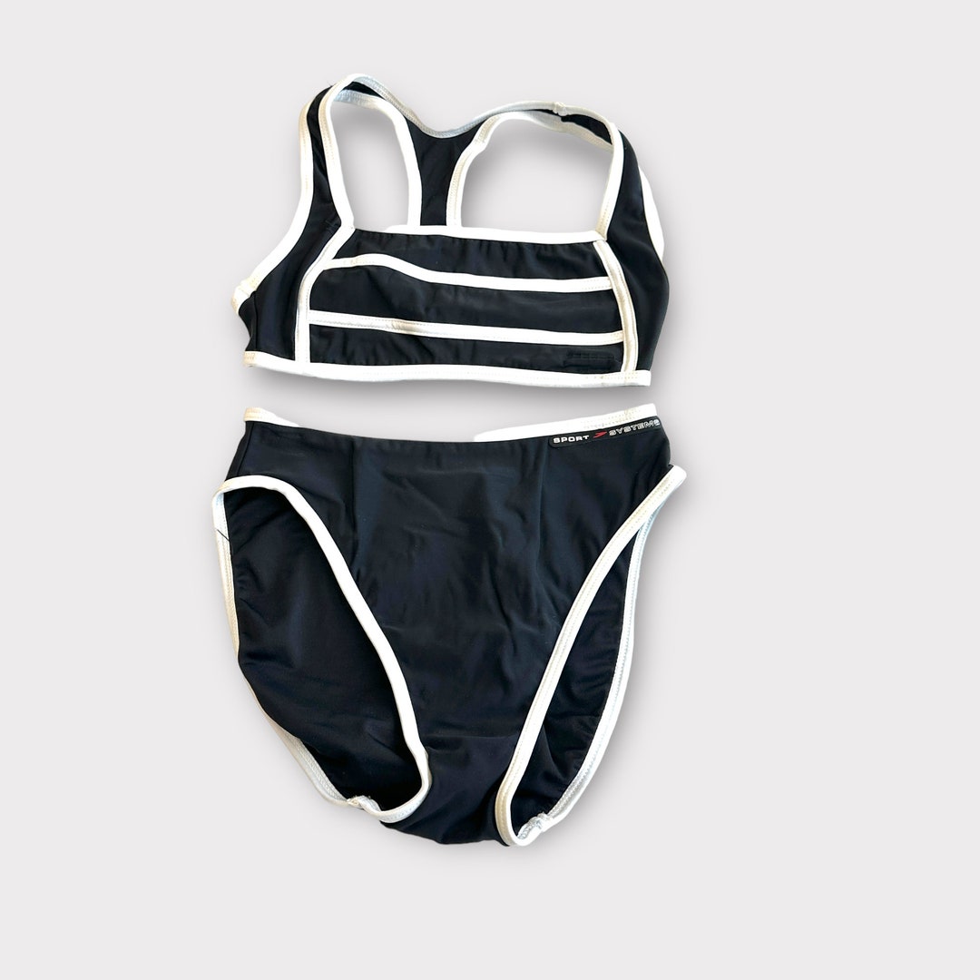 Vintage 90s Deadstock Speedo Solid Black With White Lining - Etsy