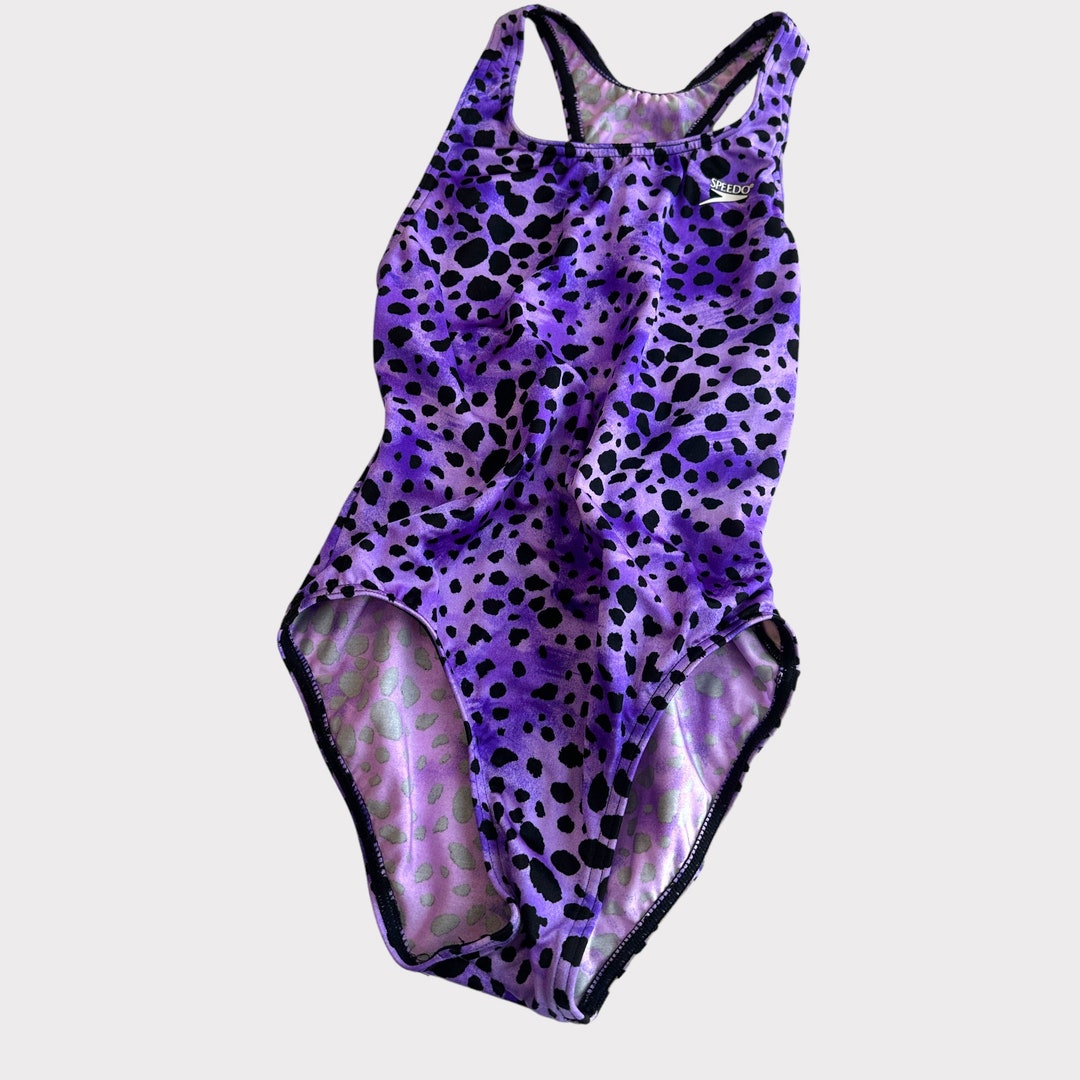 Young Girls Vintage 90s Speedo Leopard Cheetah Animal Print Purple ...