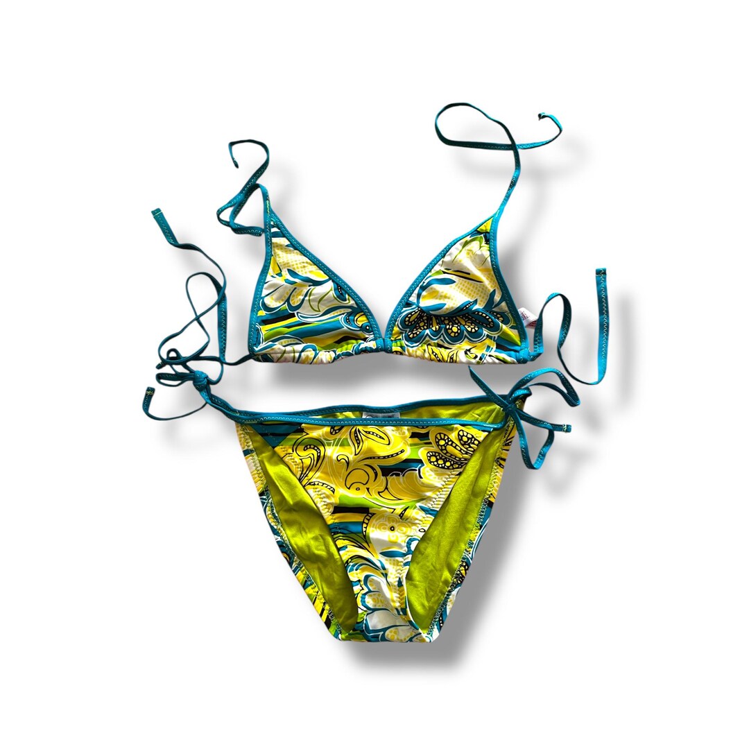 Early Y2K OP Swim Paisley Floral Turquoise Blue Green Paisley Flower ...