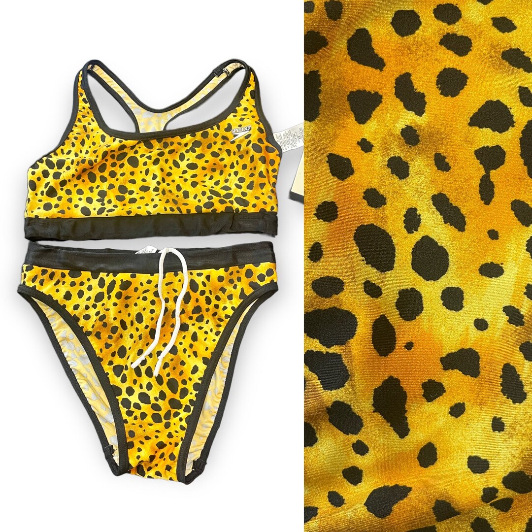 Vintage 90s Speedo Deadstock Gold Black Leopard Cheetah Athletic Surfer ...