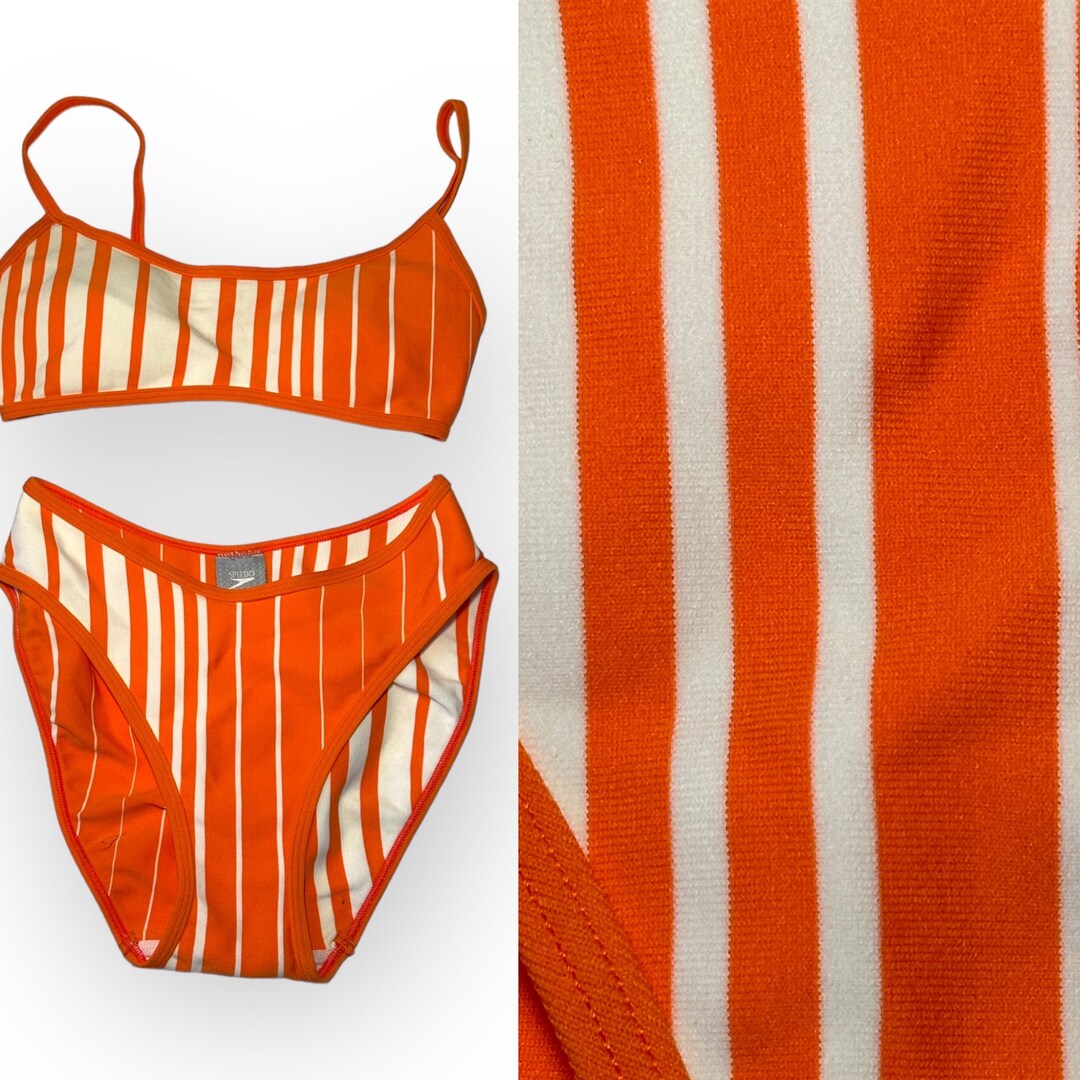 Vintage Deadstock SPEEDO 2000s Orange White Striped Sporty Wireless ...