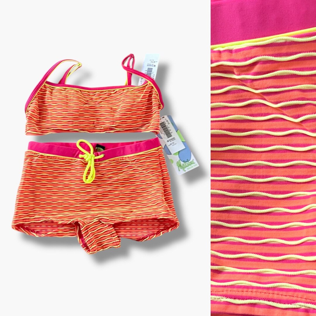 Vintage 90s Y2K Deadstock Malibu Dream Girl Orange Pink Yellow Texture ...