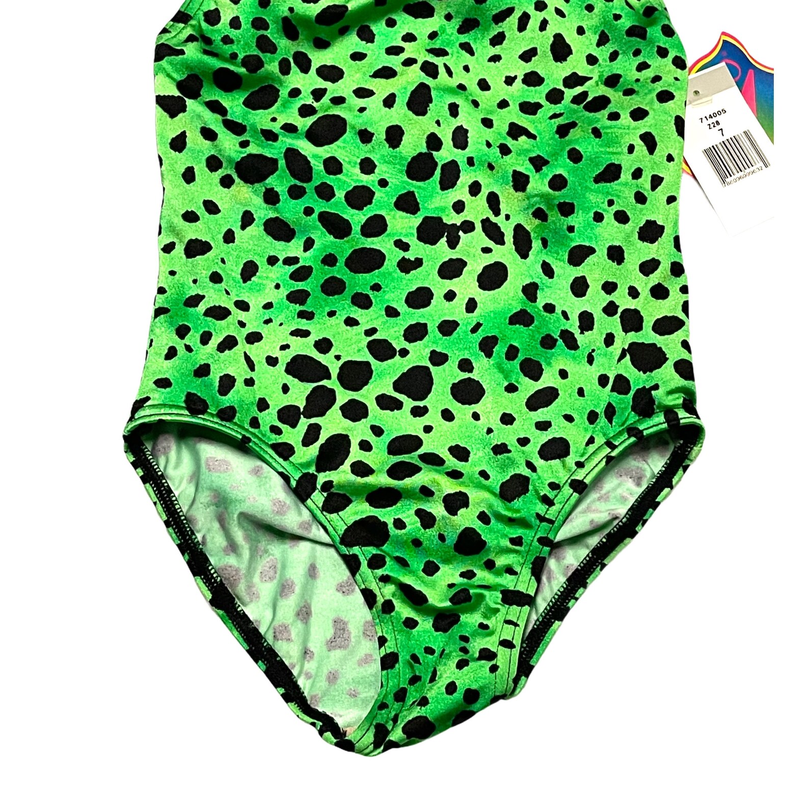 Young Girls Vintage 90s Speedo Leopard Cheetah Animal Print Lime Green ...