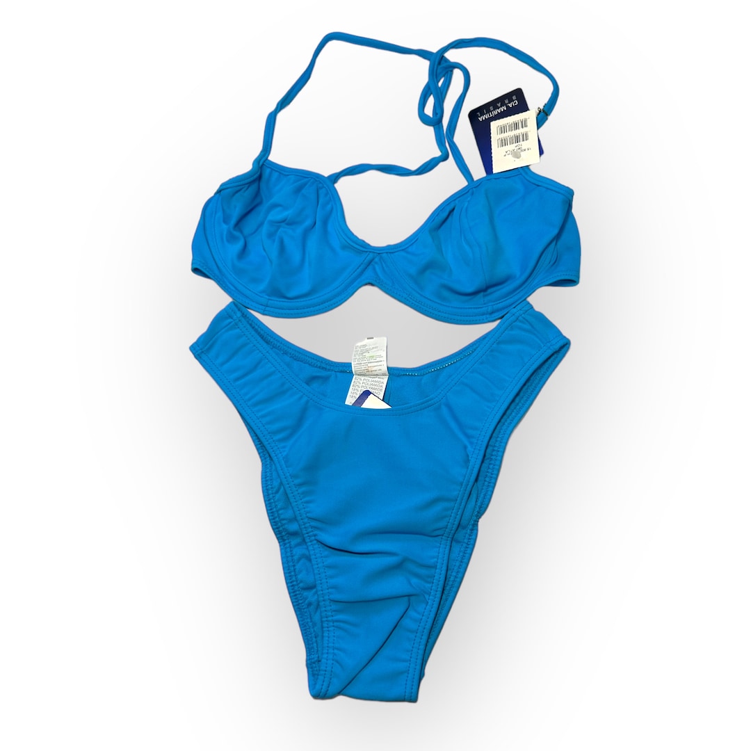 Vintage Deadstock CIA MARITIMA 2000s Y2K Solid Aqua Blue Underwire ...