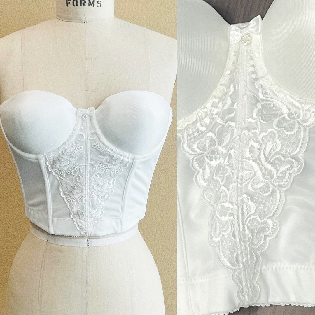 NWT Vintage 90s White 32 34 38 Bustier Bare Low Back Fits B - C Cups ...