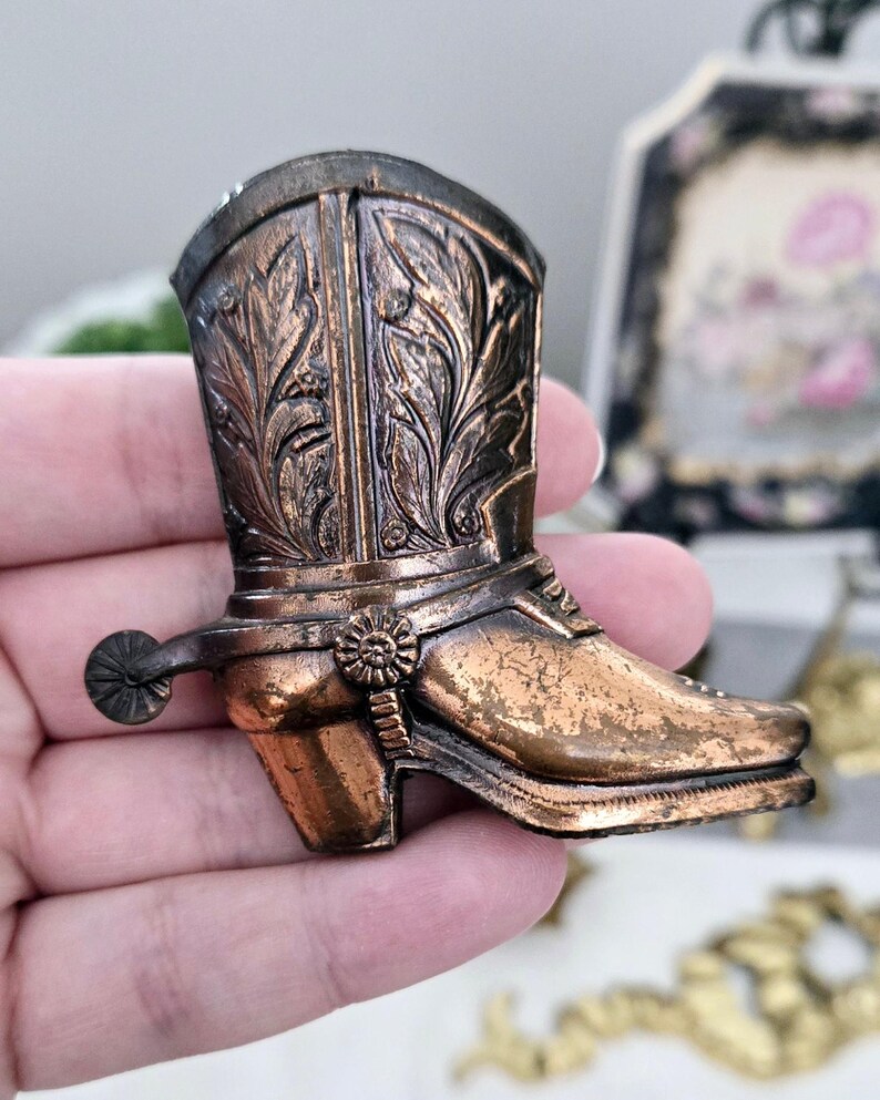 Mini Copper Cowboy Boots With Spurs - Etsy