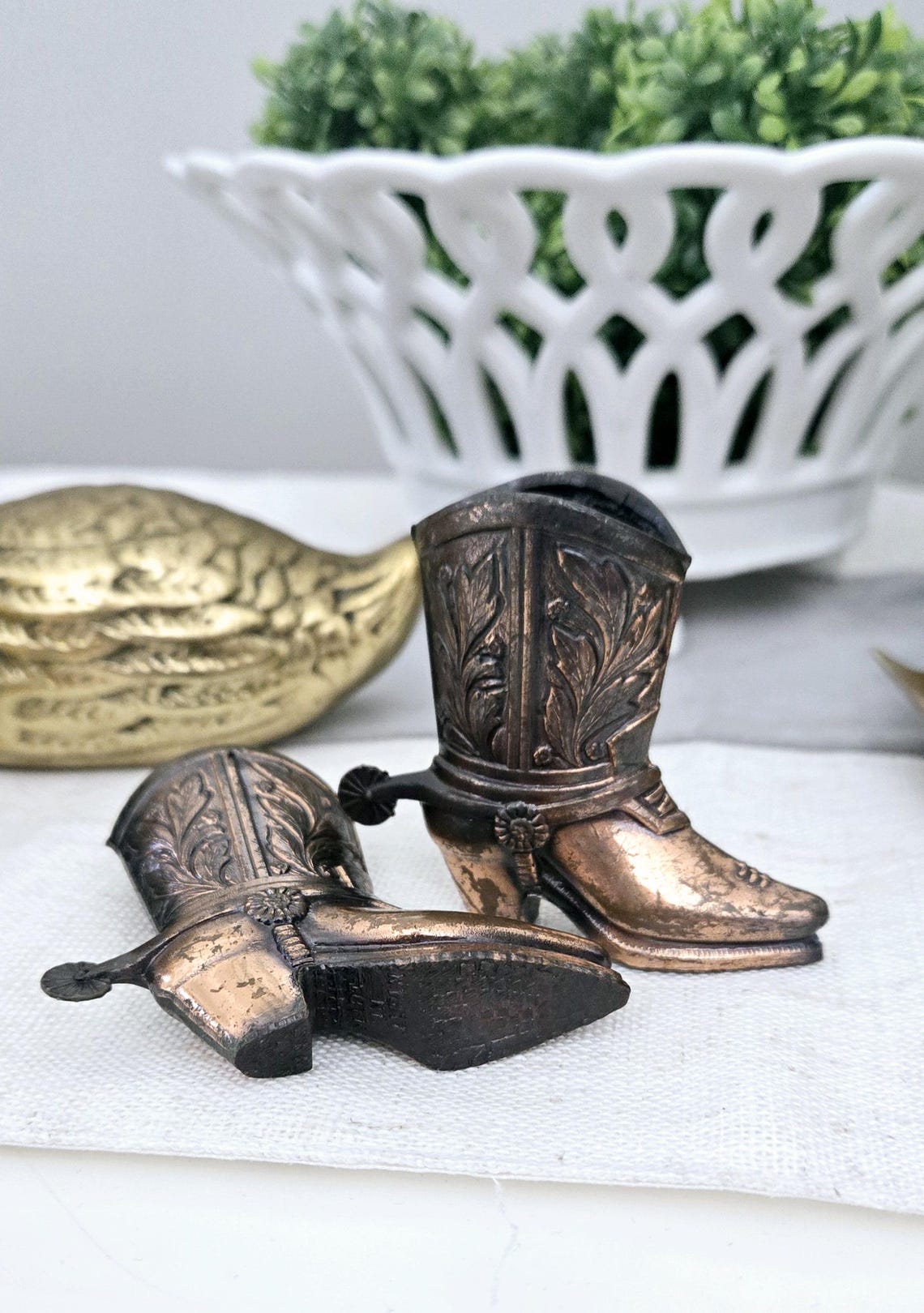 Mini Copper Cowboy Boots With Spurs - Etsy