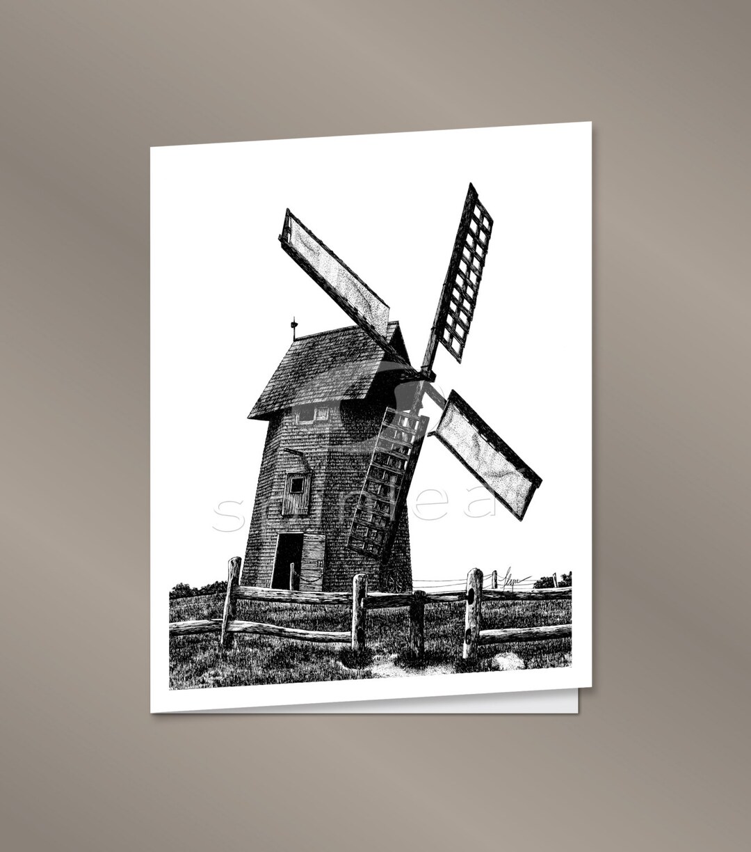 Windmill Art Note Cards Pen and Ink All Occasion Blank - Etsy