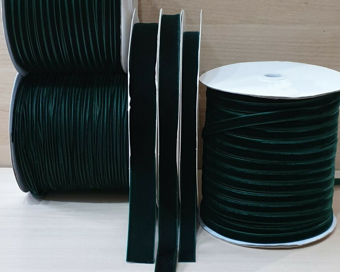 Luxury Dark Green Velvet Ribbon Choice of 3mm, 5mm, 7mm, 10mm, 13mm ...