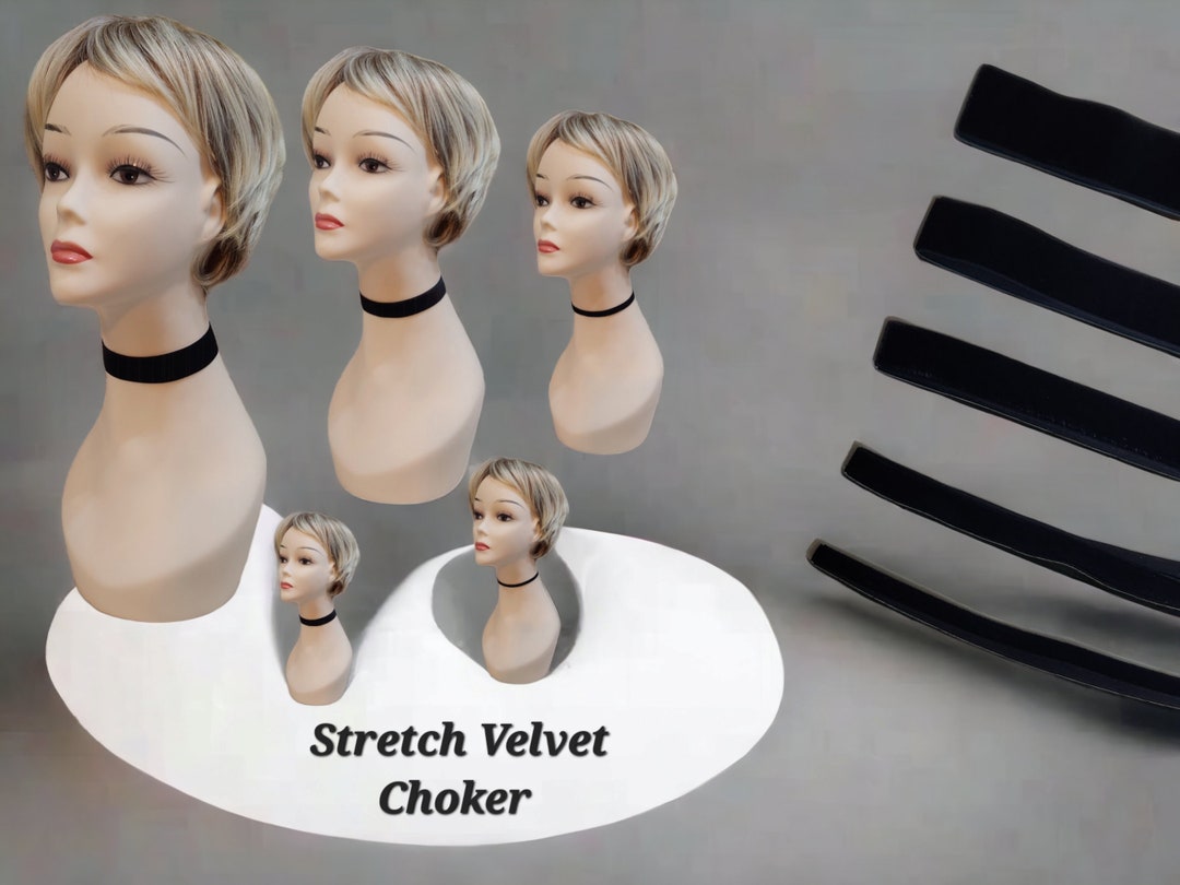 Black Elastic Velvet Choker Stretch Necklaces Various Widths Stainless ...