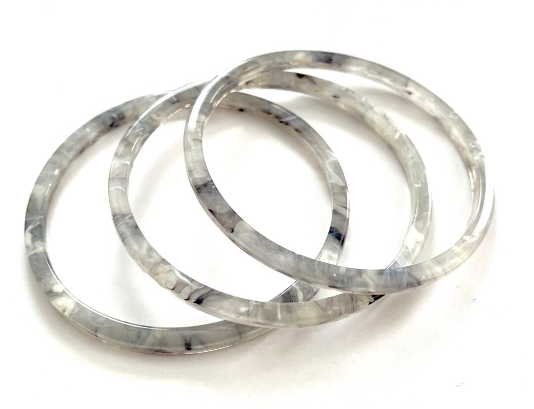 Gray Mist Stacking Bangle Bracelets Handmade From Italian Cellulose ...