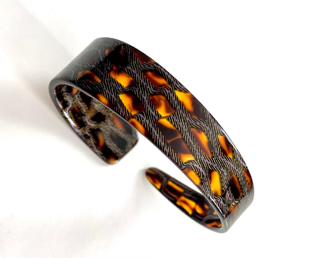 Handmade Tortoise Shell Cuff Bracelet: Italian Acetate Vegan Bangle - Etsy