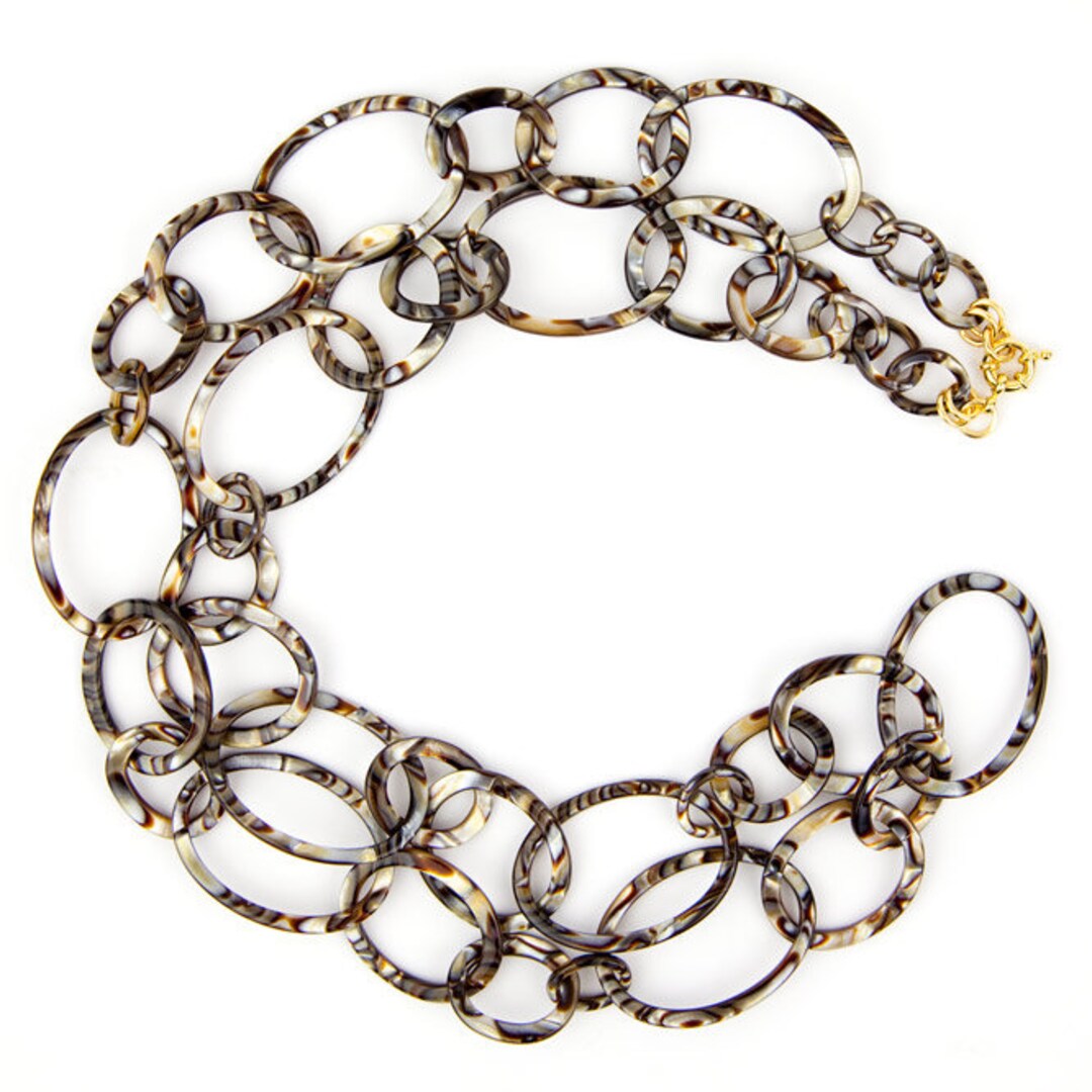 Handmade 38" Acetate Chain Necklace: Metallic Coffee Swirl Link - Etsy