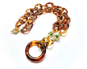 24 Classic and Blonde Tortoise Shell Eyeglass Chain Necklace Loop Hand ...